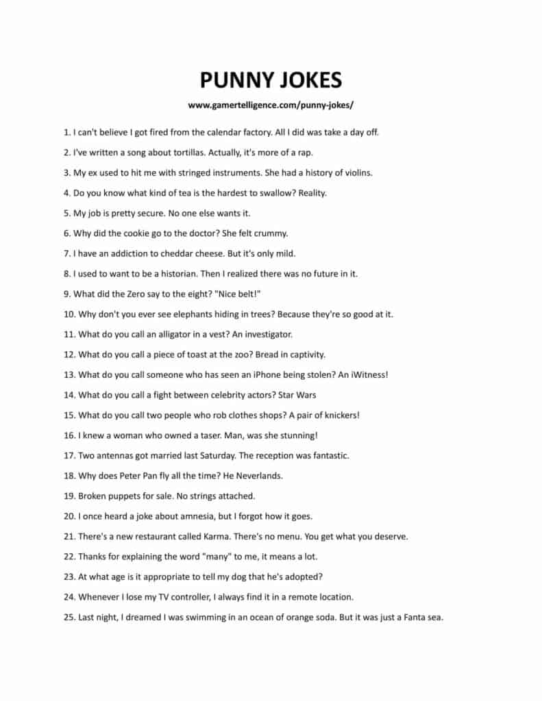 25 Fantastic Punny Jokes - See A Really Wonderful List Of Jokes